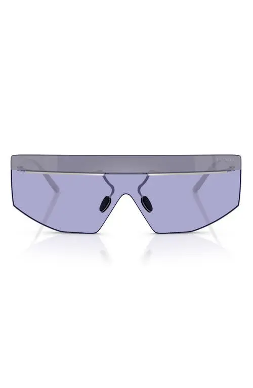 Prada 140mm Shield Sunglasses - Silver/ Violet Silver