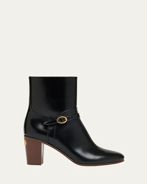 Valentino Garavani Pattie Leather Ankle Boots - Nero