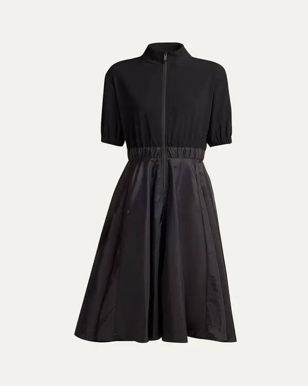 Moncler Short-sleeve Zip Mixed-media Dress
