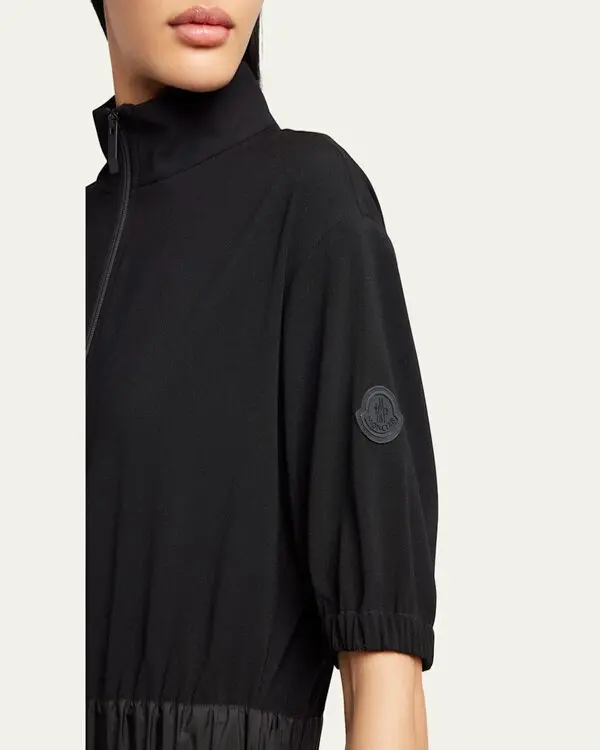 Moncler Short-sleeve Zip Mixed-media Dress