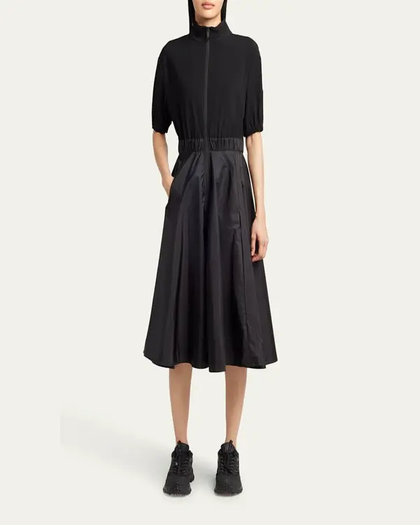 Moncler Short-sleeve Zip Mixed-media Dress