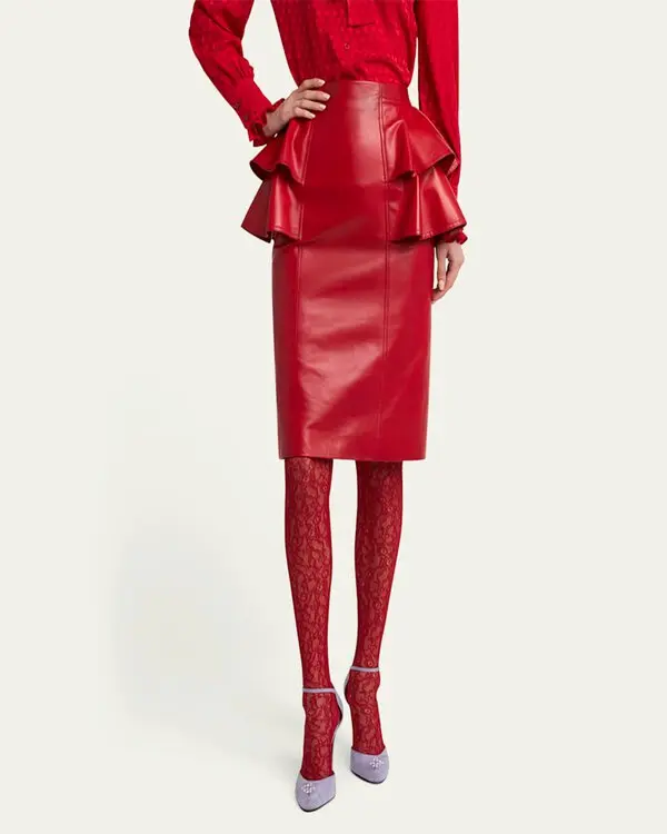 Valentino Garavani Nappa Leather Pencil Skirt