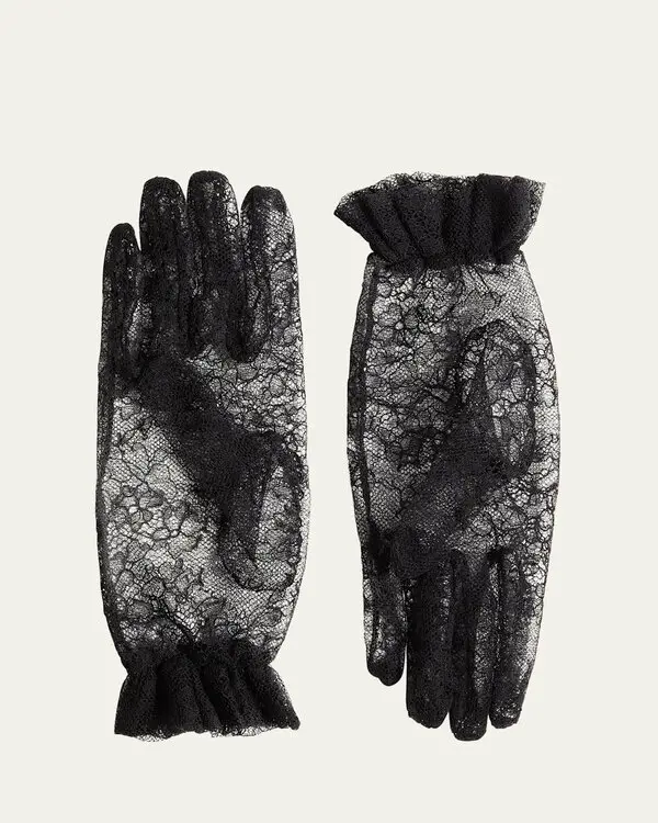 Valentino Garavani Vlogo Lace Gloves - N06 Nero Oro