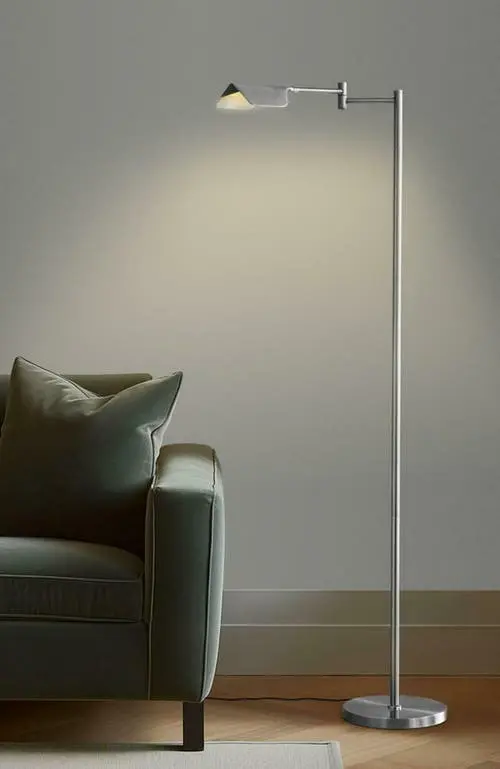 BRIGHTECH Leaf 53" Industrial Led Task Floor Lamp With Metal Empire Shade - Silver