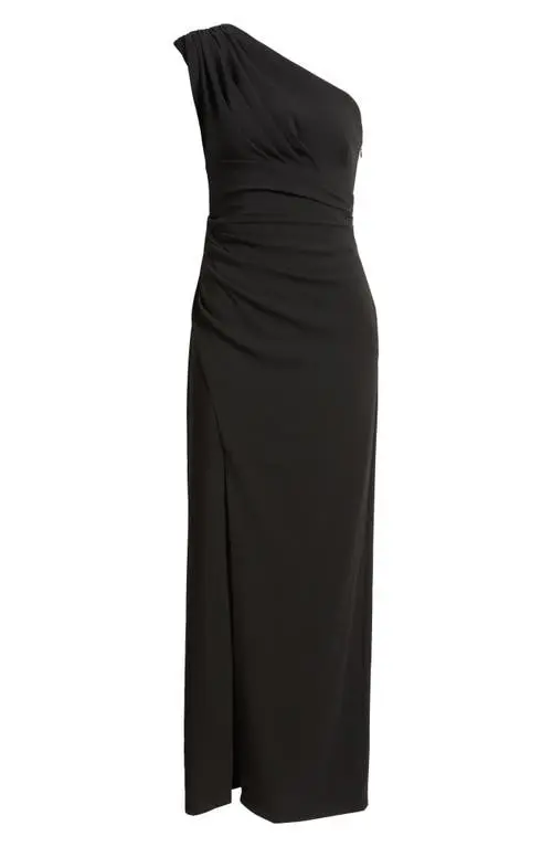 Vince Camuto Draped One-shoulder Crepe Gown - Black