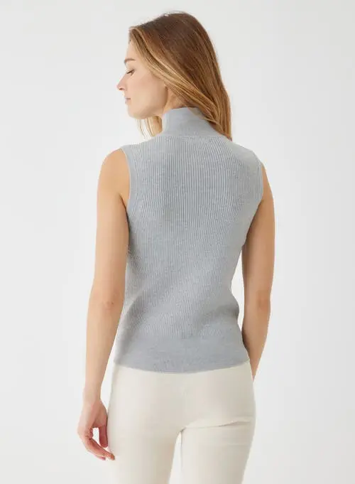 Majestic Filatures Compact Merino Mini Rib Sleeveless Turtleneck