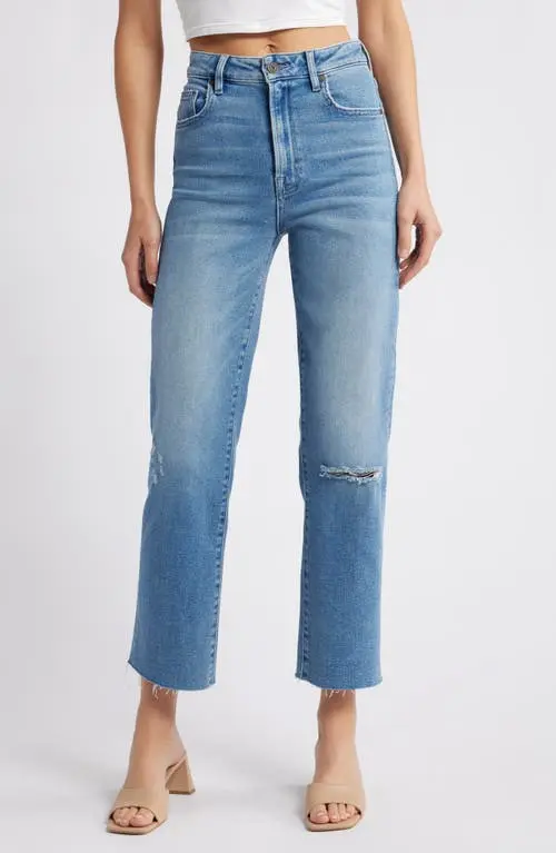 HIDDEN JEANS Ripped Raw Hem High Waist Ankle Straight Leg Jeans