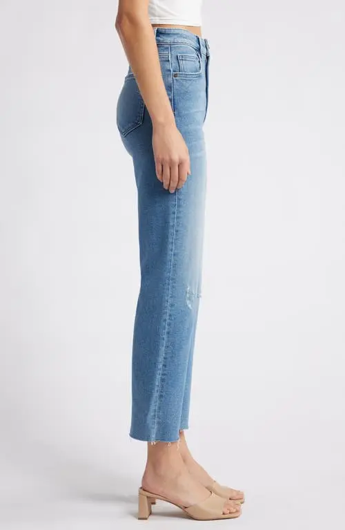HIDDEN JEANS Ripped Raw Hem High Waist Ankle Straight Leg Jeans