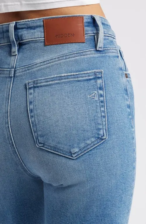 HIDDEN JEANS Ripped Raw Hem High Waist Ankle Straight Leg Jeans