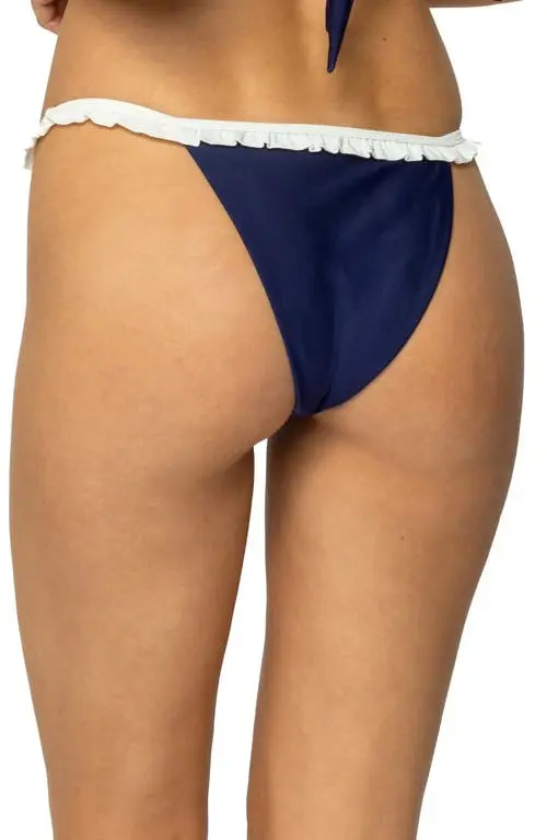 EDIKTED Kellie Ruffle Bikini Bottoms - Navy