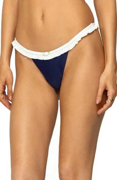 EDIKTED Kellie Ruffle Bikini Bottoms - Navy