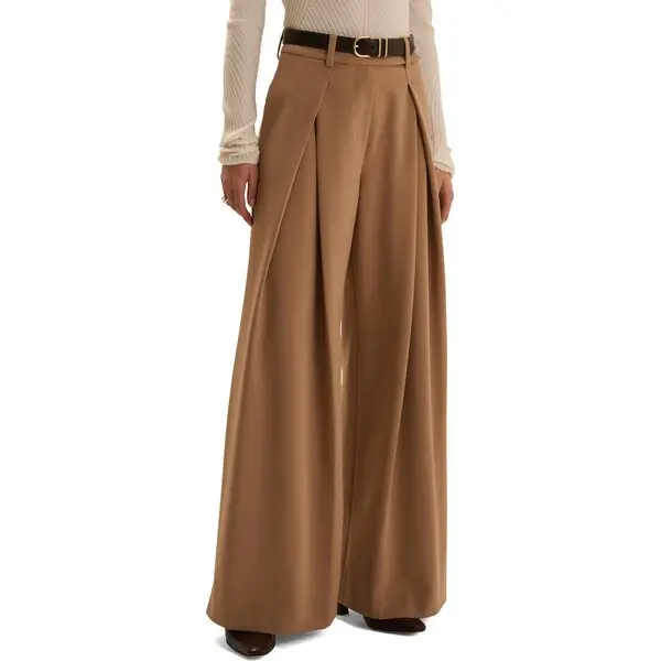 FAVORITE DAUGHTER Pleated Wide-leg Trousers - Camel