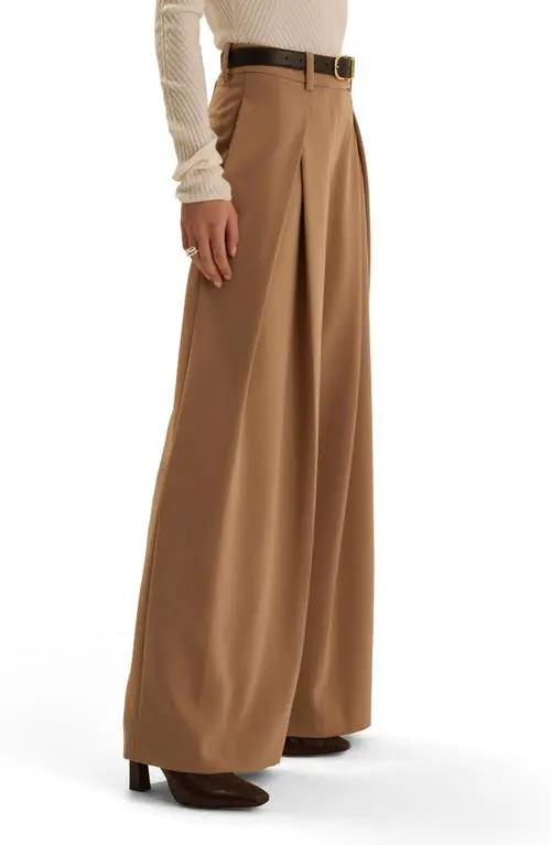 FAVORITE DAUGHTER Pleated Wide-leg Trousers - Camel