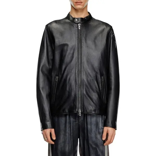DIESEL® L-carver Leather Moto Jacket - Deep/ Black