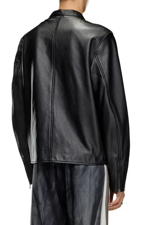 DIESEL® L-carver Leather Moto Jacket - Deep/ Black