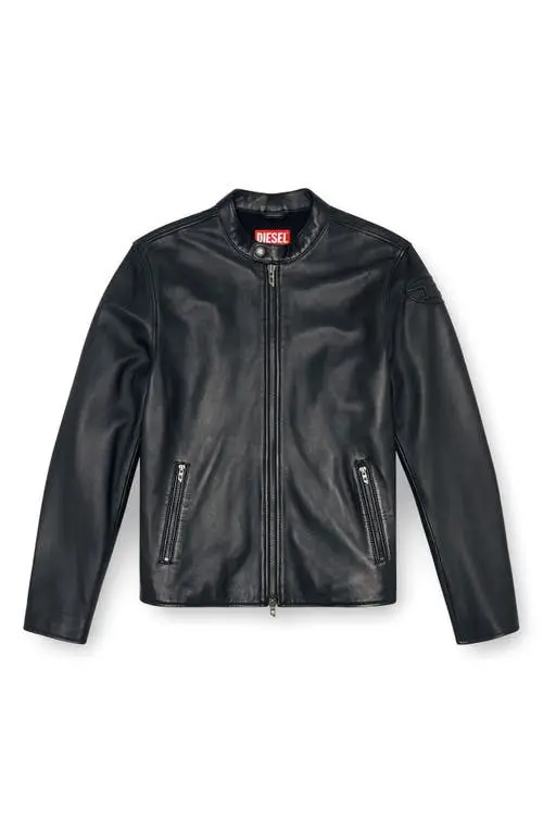 DIESEL® L-carver Leather Moto Jacket - Deep/ Black