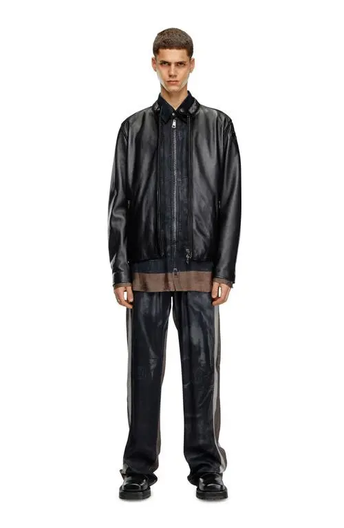 DIESEL® L-carver Leather Moto Jacket - Deep/ Black