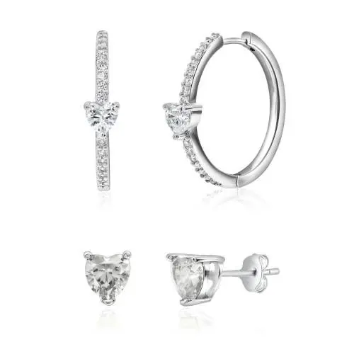 DONATELLO GIAN Heart Earrings Set - Silver