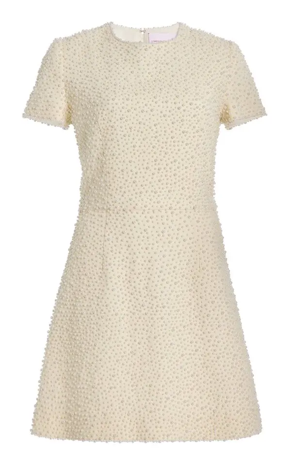 Carolina Herrera Embellished Wool Mini Dress - Ivory