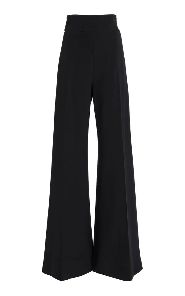 Carolina Herrera Bi-stretch Wool Tailoring Wide-leg Pants - Black