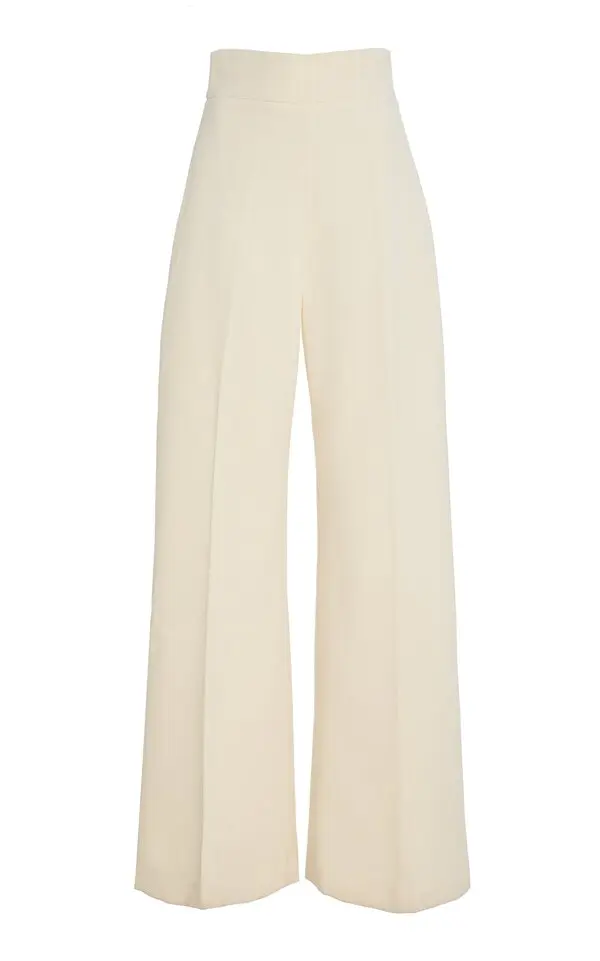 Carolina Herrera Bi-stretch Wool Tailoring Wide-leg Pants - Ivory