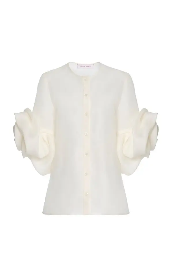 Carolina Herrera Flower-sleeve Gazar Shirt - Ivory