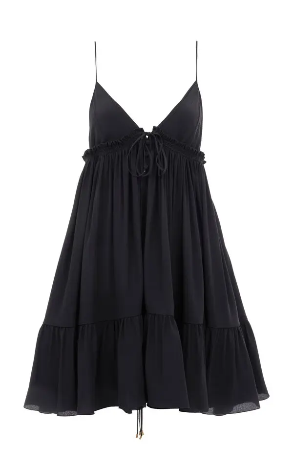 Chloé Organic Silk Crepe De Chine Mini Dress - Black