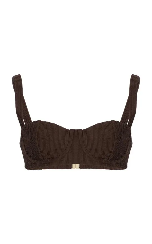 ZULU & ZEPHYR Textured Balconette Bikini Top - Brown