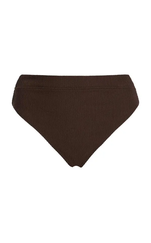 ZULU & ZEPHYR Textured High-cut Bikini Bottom - Brown