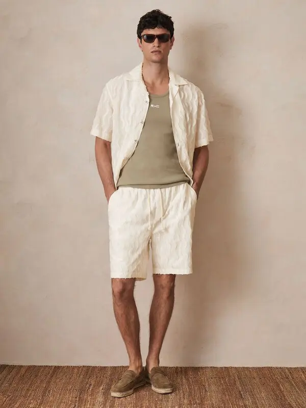 REISS Fringed Wave Pattern Shorts