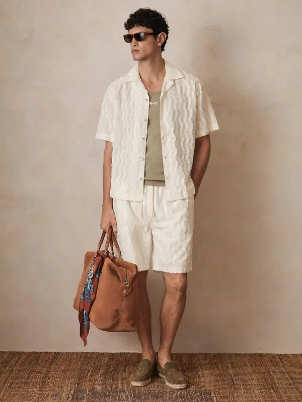 REISS Fringed Wave Pattern Shorts
