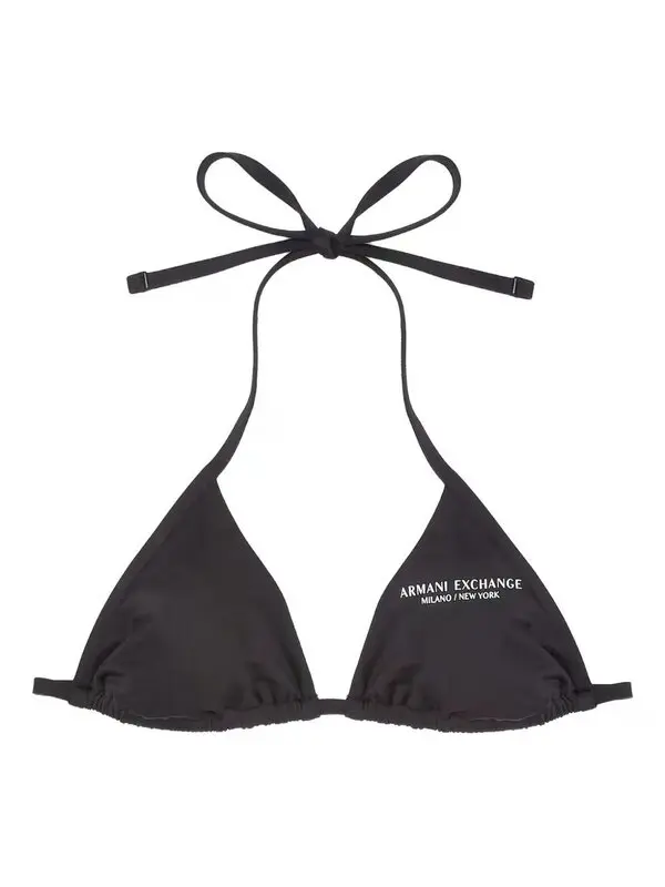 Armani Exchange Logo-print Triangle Bikini Top - Black