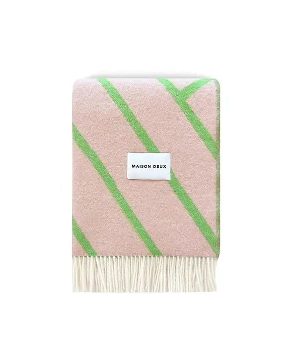 MAISON DEUX Lines Blanket, 51 L X 78 W - Pink Apple
