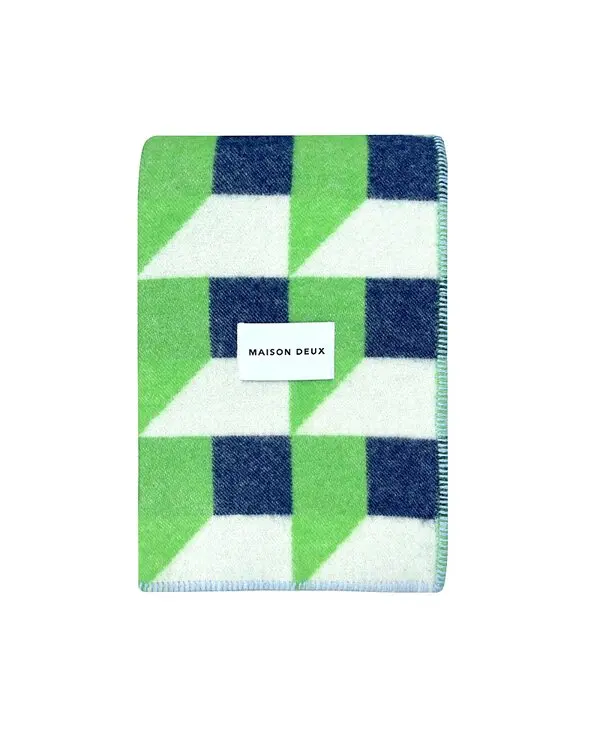 MAISON DEUX Cubic's Blanket, 51 L X 78 W - Green