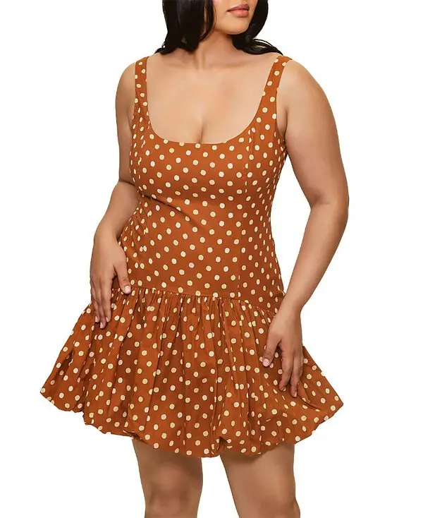 Hutch Lowry Drop-Waist Bubble Dress - Copper Watercolor Dots | Editorialist