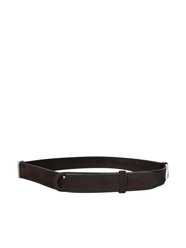ORTIGNI Suede Leather Belt - Brown