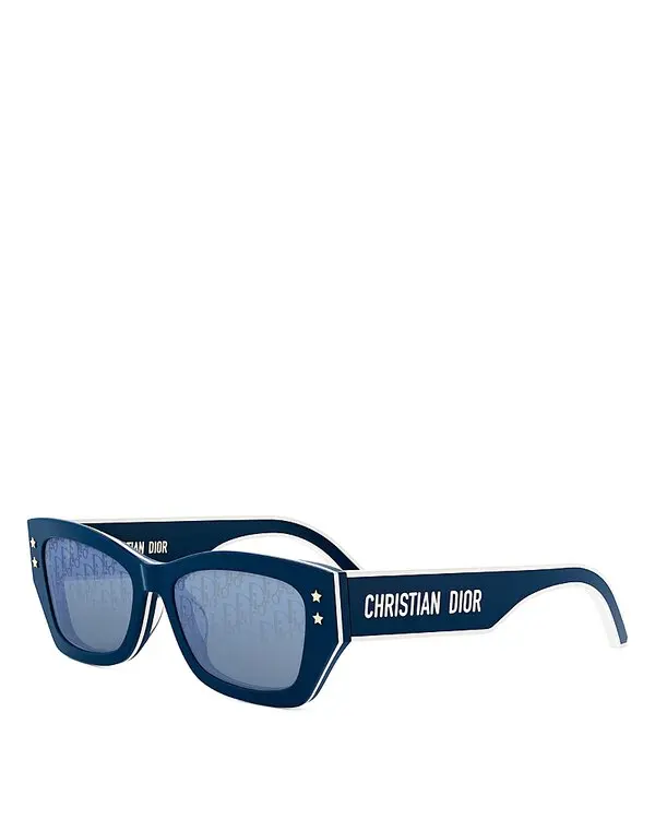 Dior Geometric Sunglasses, 53mm - Blue/smoke
