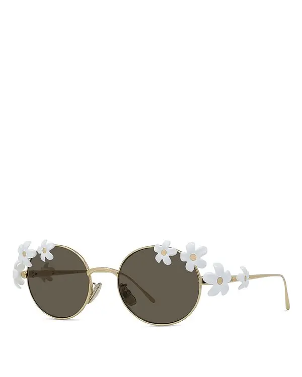 Loewe Signature Flower Framed Oval Sunglasses 51mm - Gold/brown