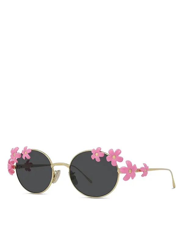 Loewe Signature Flower Framed Oval Sunglasses 51mm - Gold/smoke