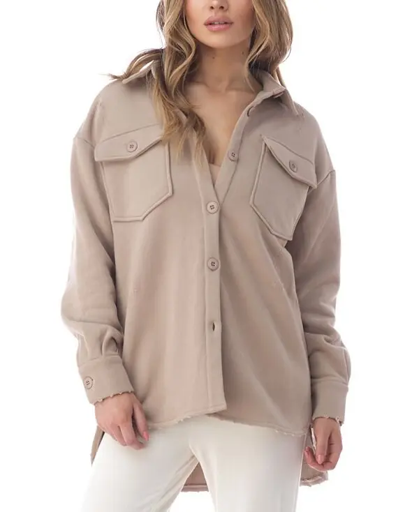 Heaven Button-down Shirt Jacket - Khaki