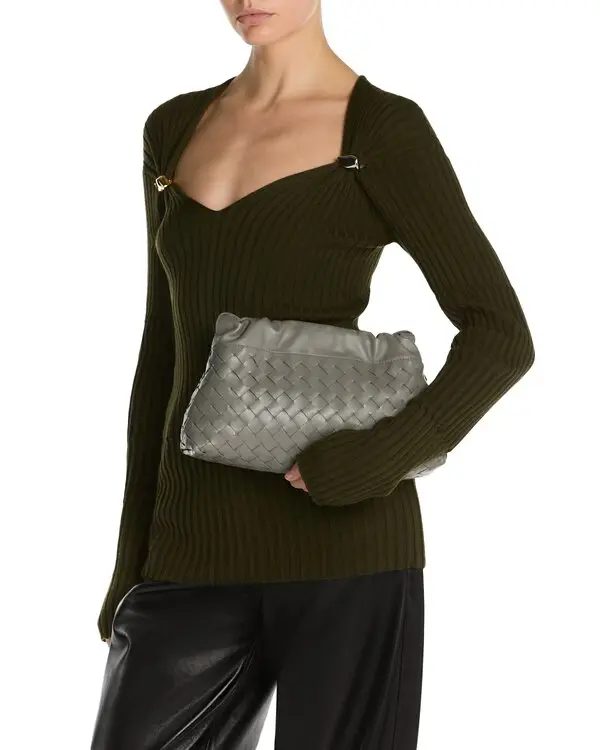 Bottega Veneta Intrecciato Leather Shoulder Bag - Basalt/muse Brass