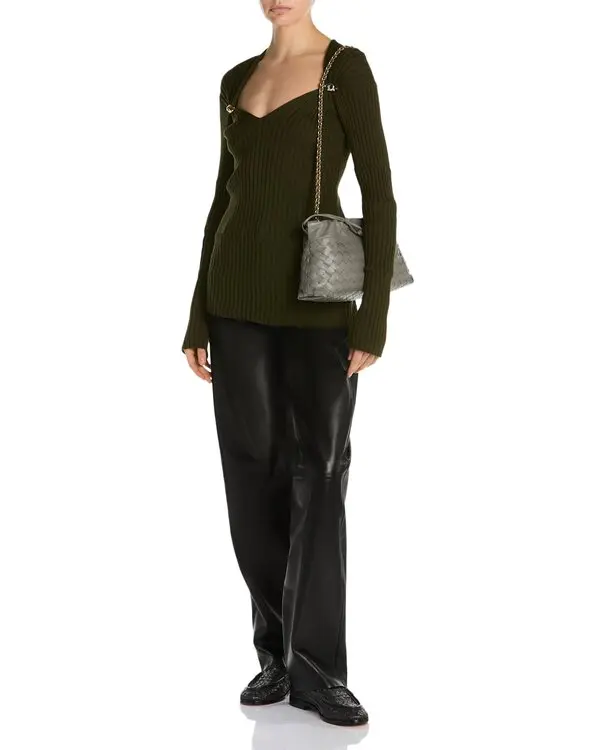 Bottega Veneta Intrecciato Leather Shoulder Bag - Basalt/muse Brass