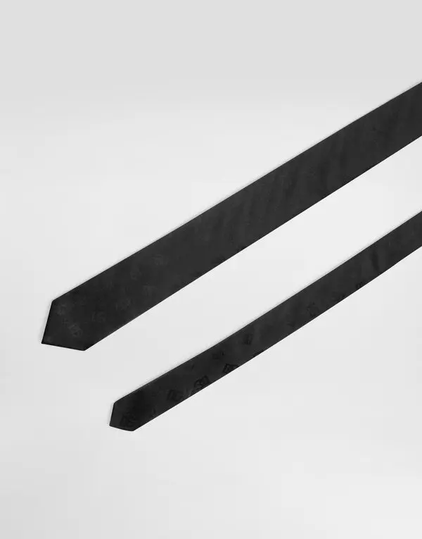 Dolce & Gabbana Dg Logo Jacquard Neck Tie - Black