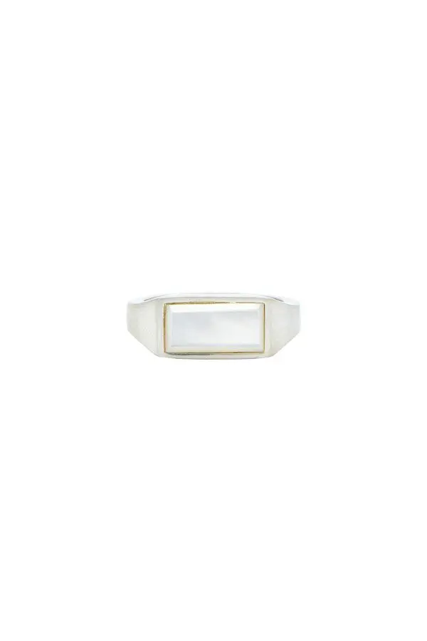 SERGE DENIMES Mother Of Pearl Rectangle Ring - Silver