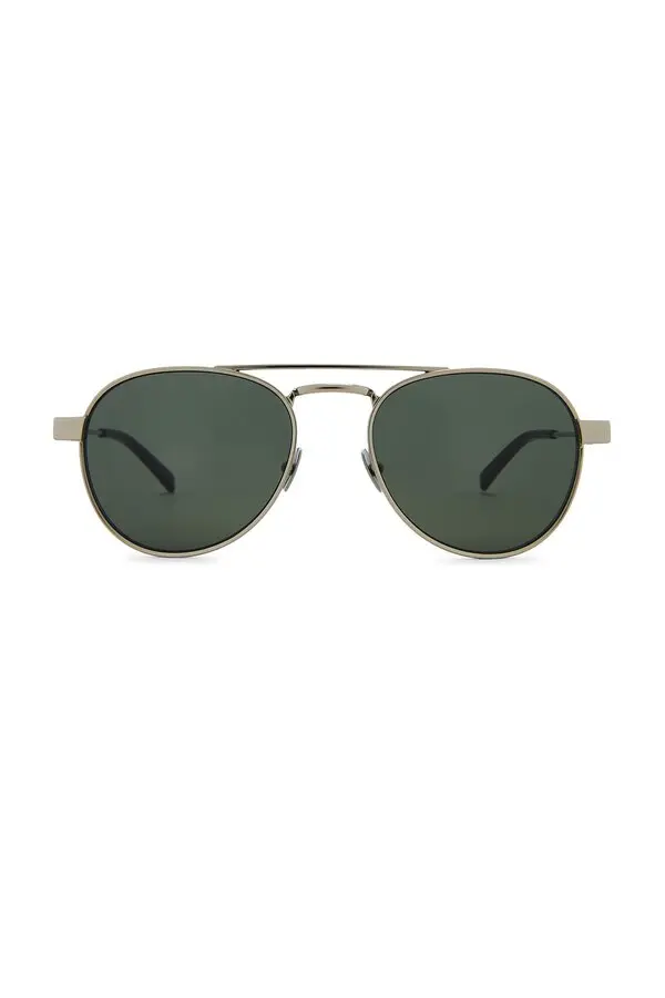 Saint Laurent Aviator Sunglasses In Metallic - Silver