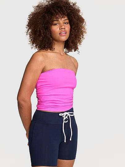 Pink All-day Cotton Side-ruched Tube Top - Pink