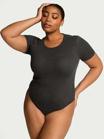 Victoria's Secret So Soft™ Modal Ribbed Short-sleeve Bodysuit - Grey