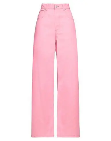 Marni Wide-leg Jeans In Stretch Cotton With Leather Trims