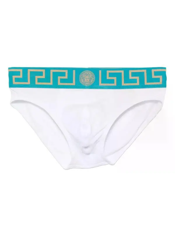 Versace Greca Border Briefs - White