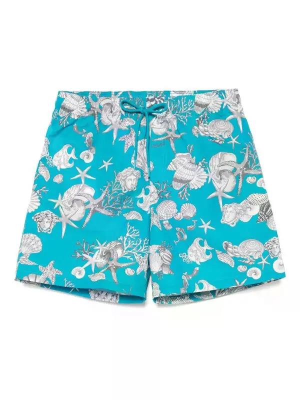 Versace Coral Theatre Swim Shorts - Blue